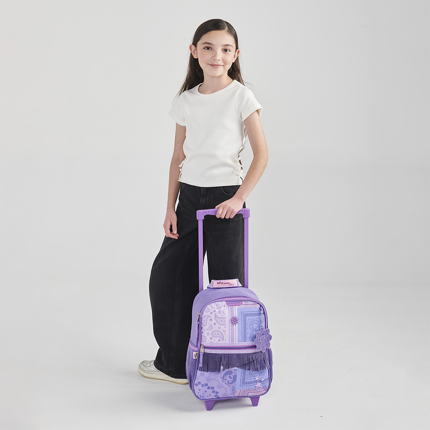 HG70255-U Mochila Morada con Ruedas y Tiras Colgantes Happy Girl Cowli
